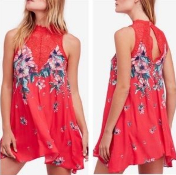 Free People | Dresses | New Intimately Free People Red Hot Combo Floral ...